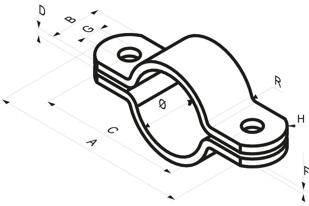 Two Piece Pipe Clamp (DIN 3567 A) 457mm / 18" POF | Plain oil finished ...