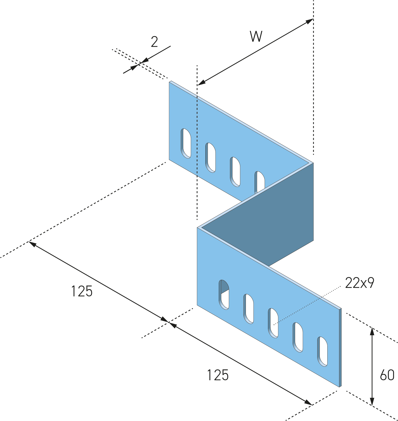 Lefthand Reducer Cable Tray ECT60 125mm PG | Pre galvanized | 60 mm ...
