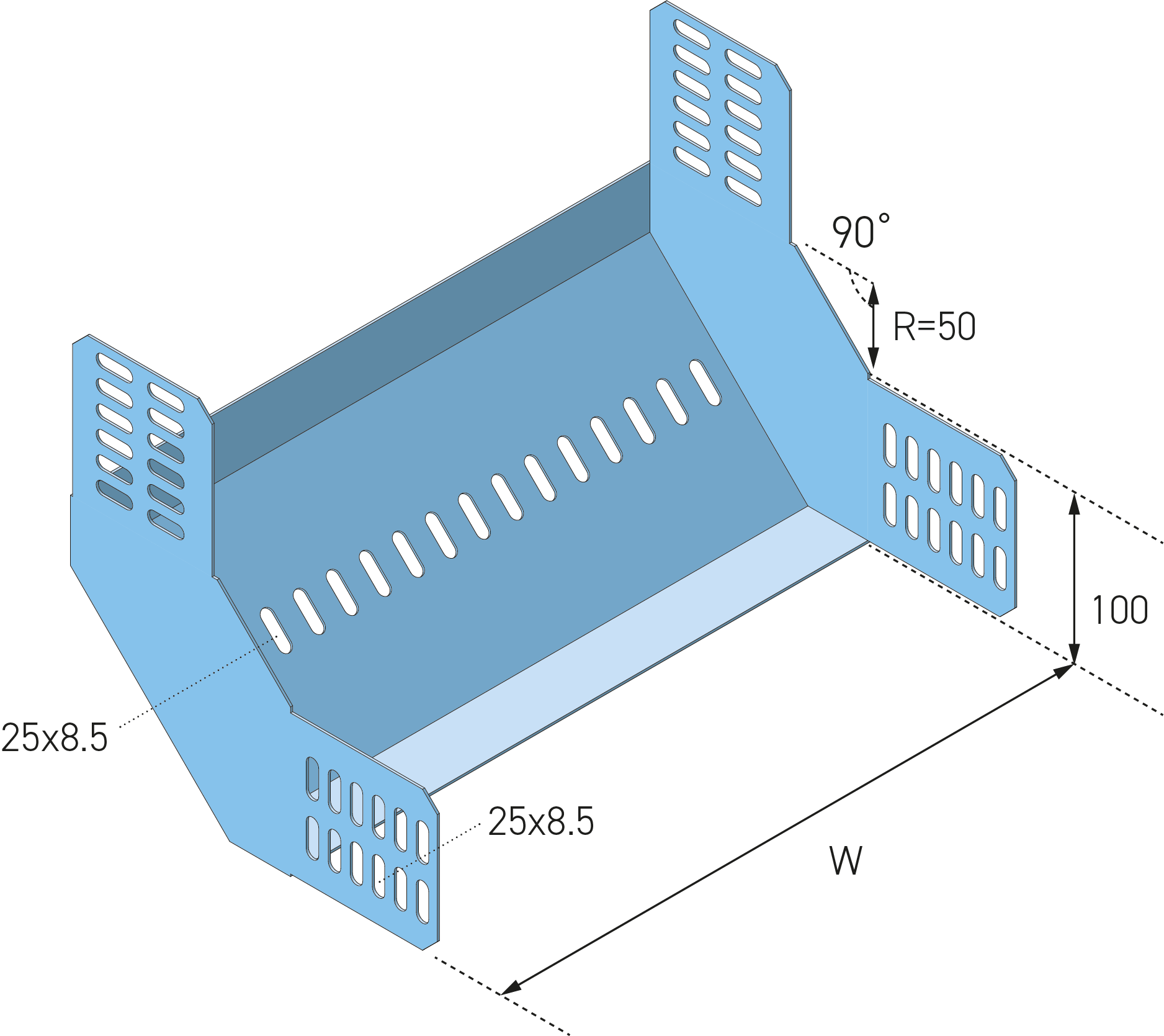 Inside Riser 90° Cable Tray ECT100 100x200 HDG | 90° | Hot dip ...