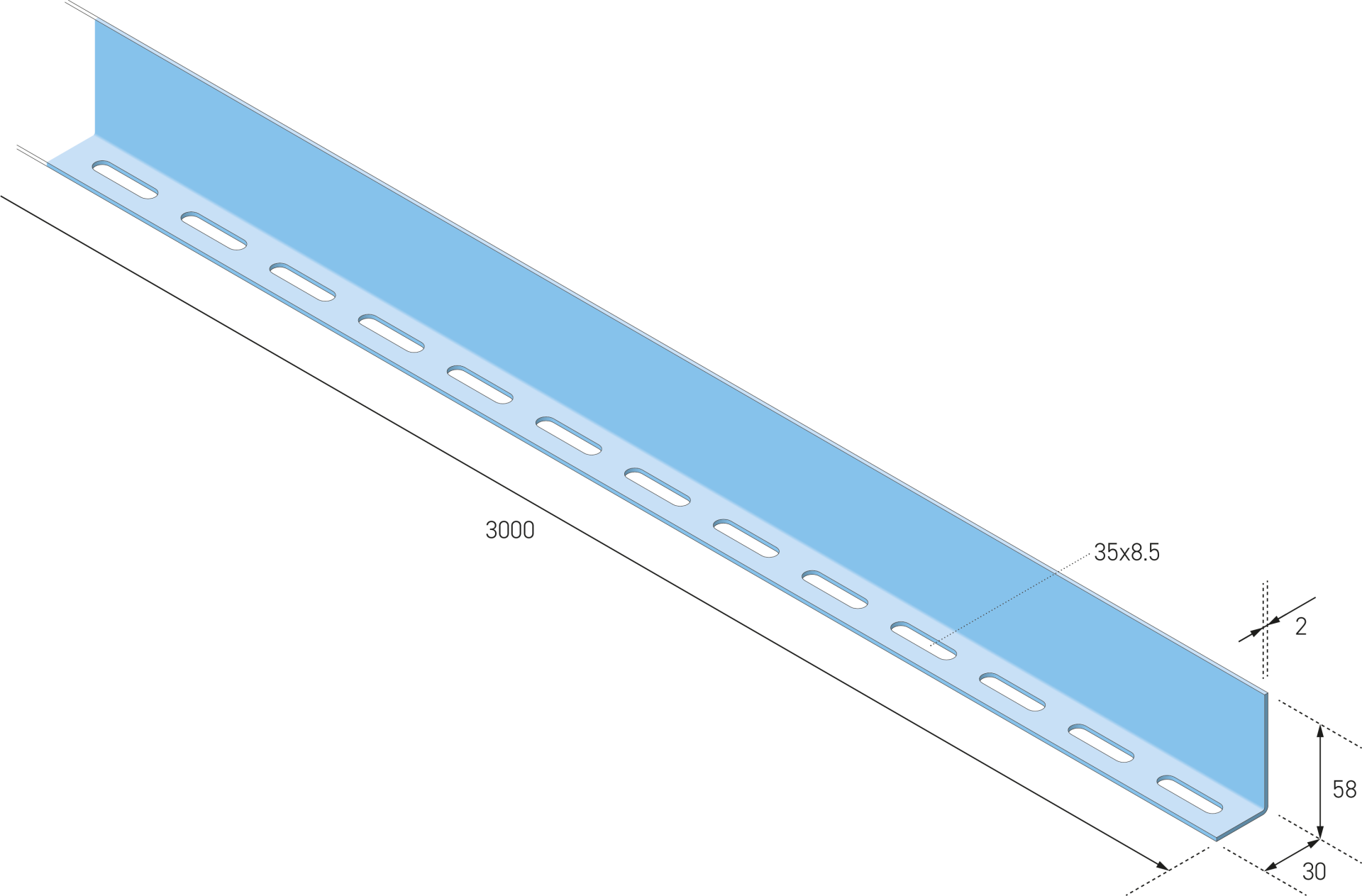 Divider Cable Tray ECT60 PG | 3000 mm | Pre galvanized | 58 mm ...