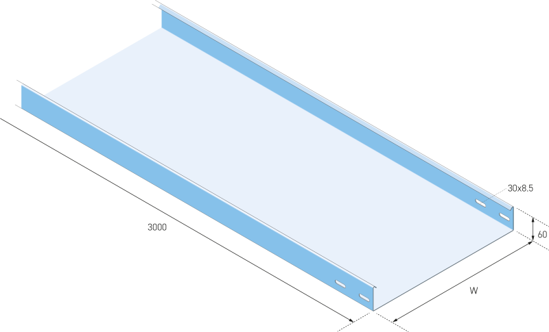 Cable Tray 60x75mm RVS316 Non Perforated | 60 mm | 3000 mm | Stainless ...