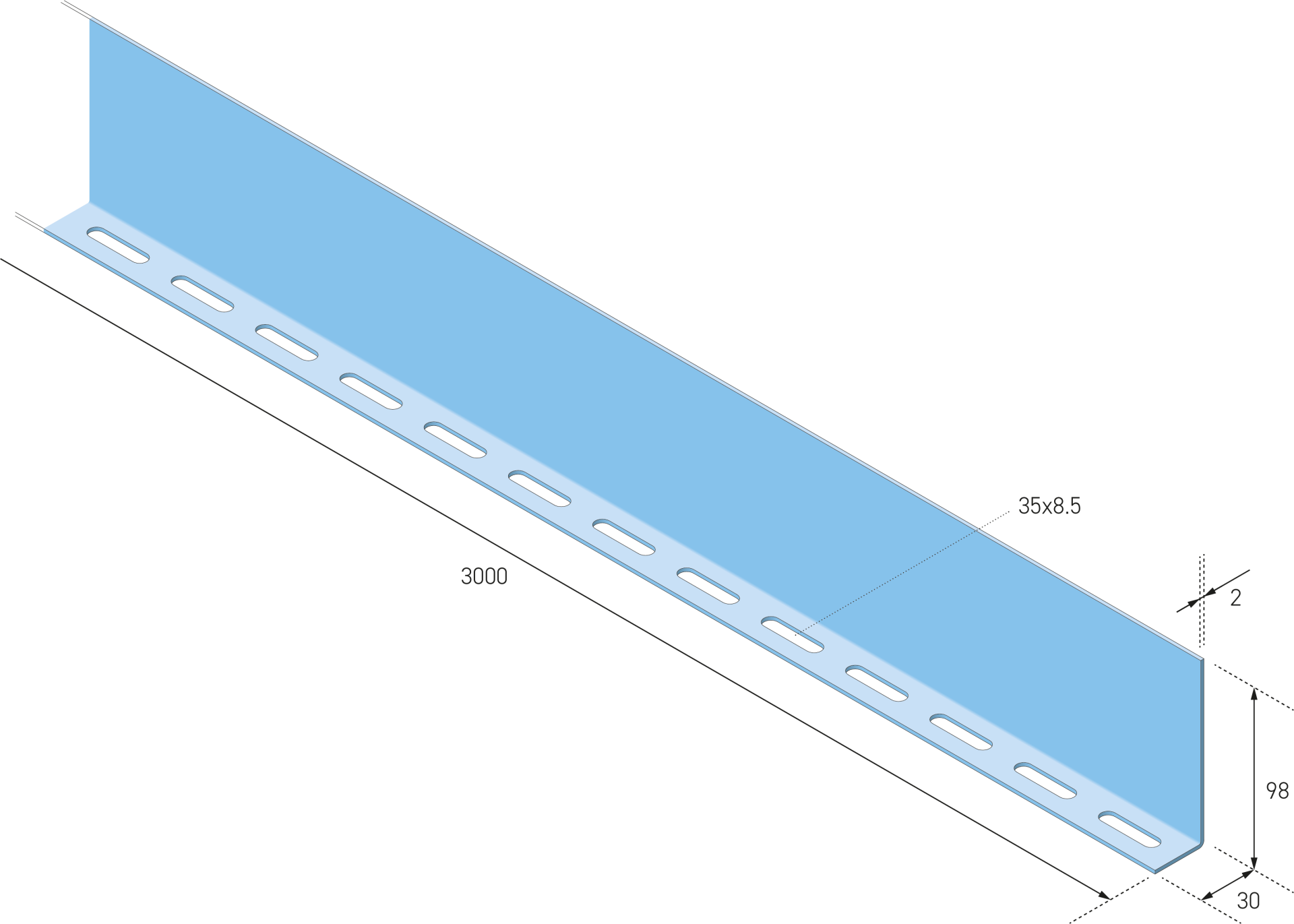 Divider Cable Tray ECT100 100 RVS316 | 3000 mm | Stainless Steel 316 ...
